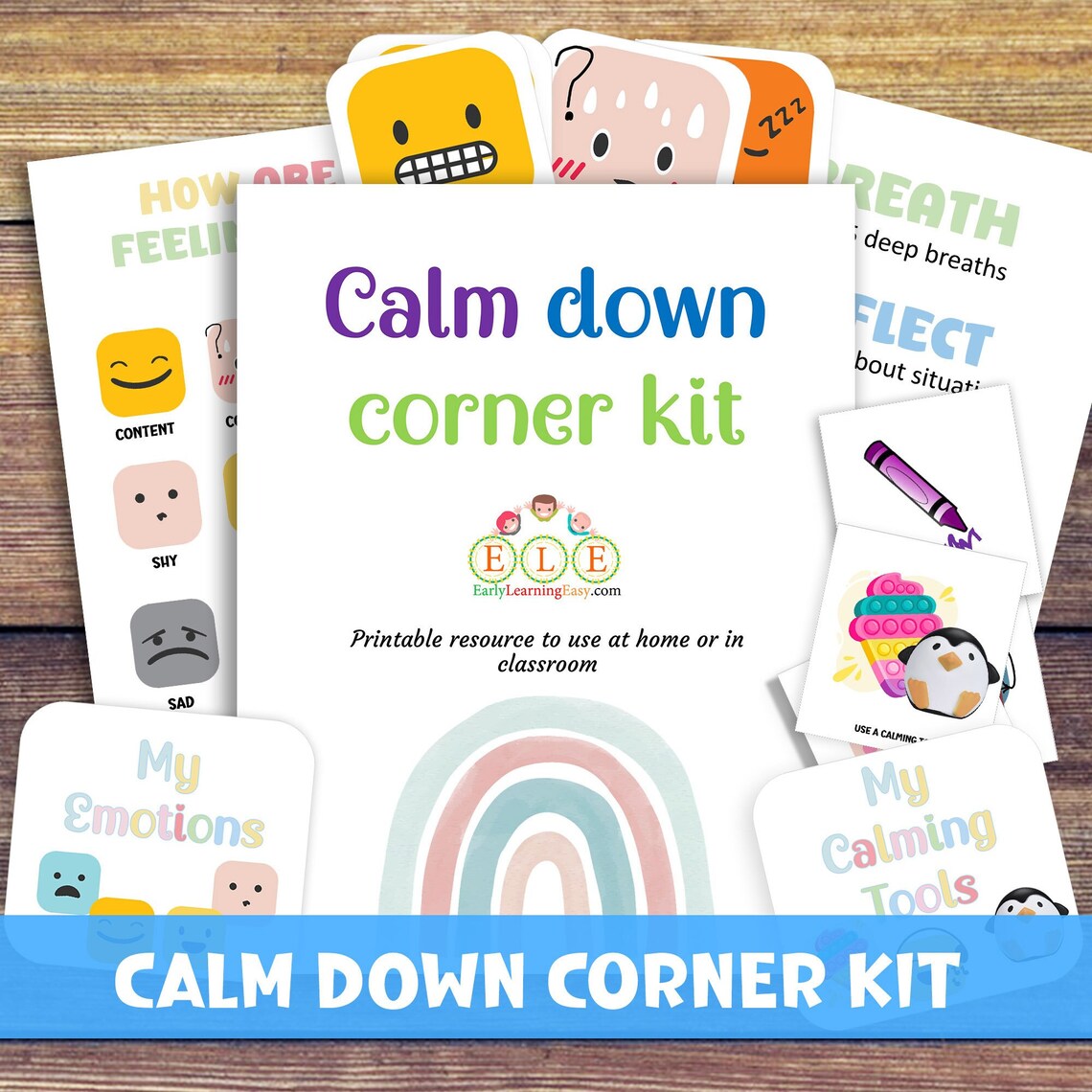 Calm Down Corner Kit for Kids. Printable Calm Down Emotions Cards and ...