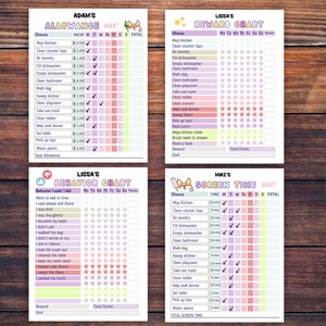 Editable Chore Charts Multiple Kids Daily Checklist Bundle, School ...