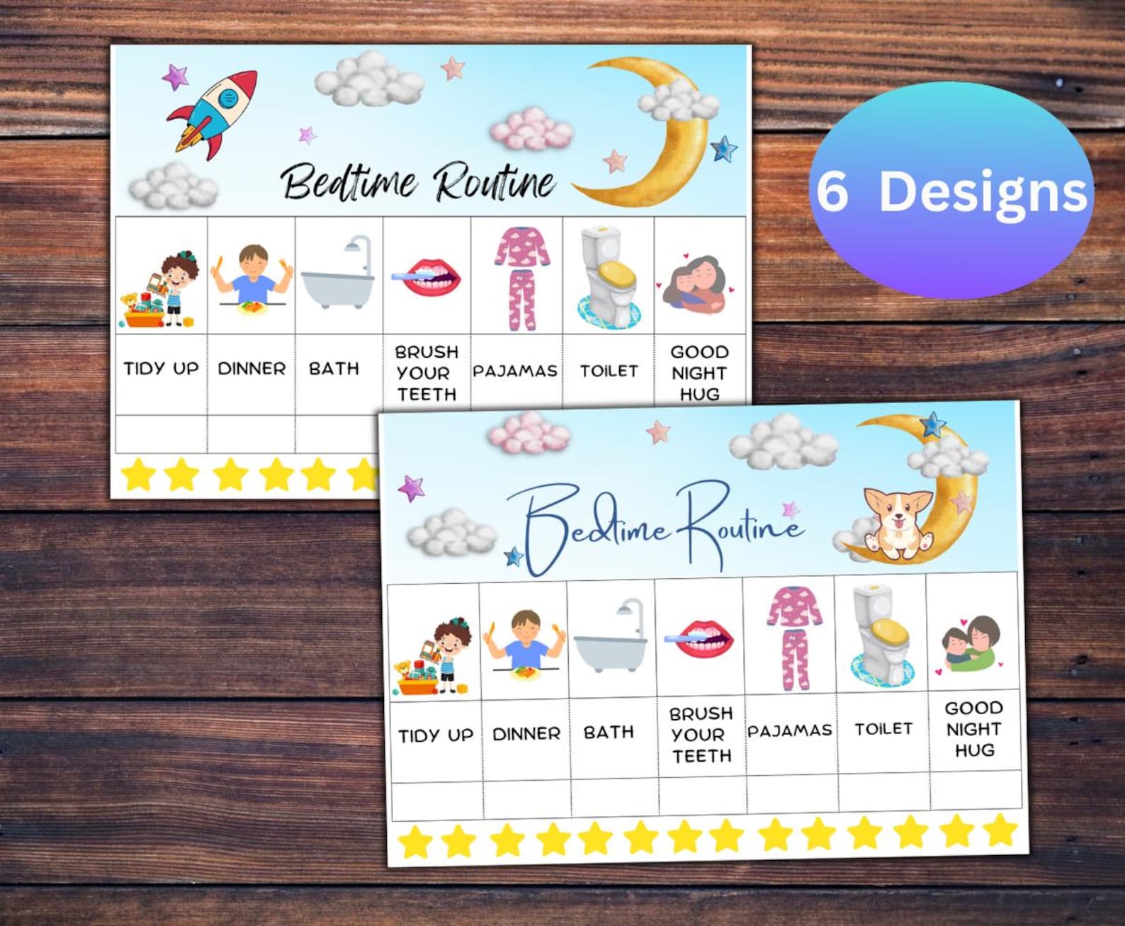 Kids Bedtime Routine Flip Chart Editable Printable, Visual Schedule for ...