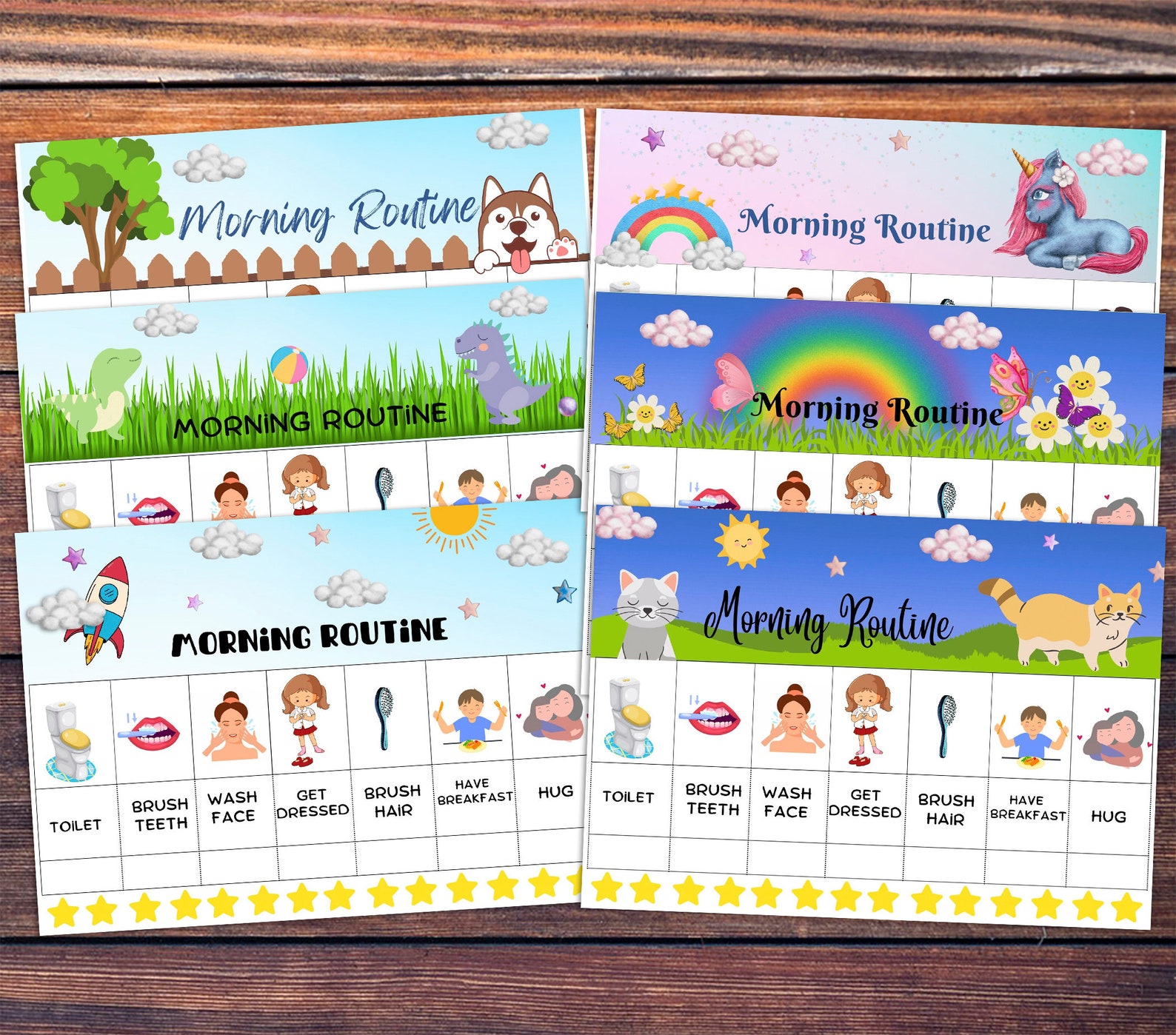 Unicorn Morning Routine Chart for Toddler. 6 Printable Morning - Etsy