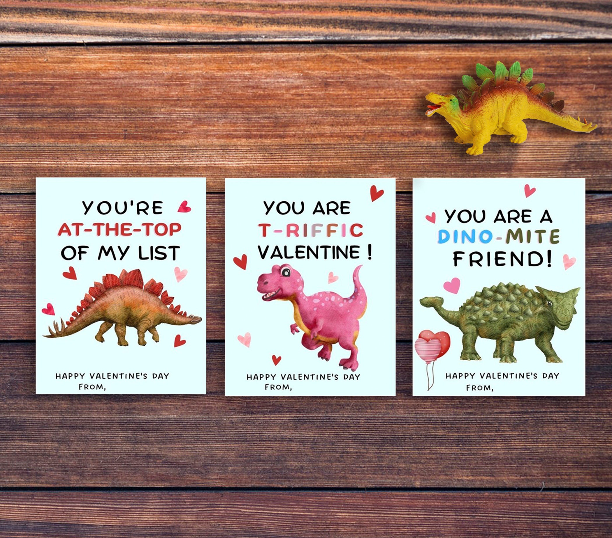Dinosaurs Valentine's Day Cards Editable Printable Kids DIY, Cute ...