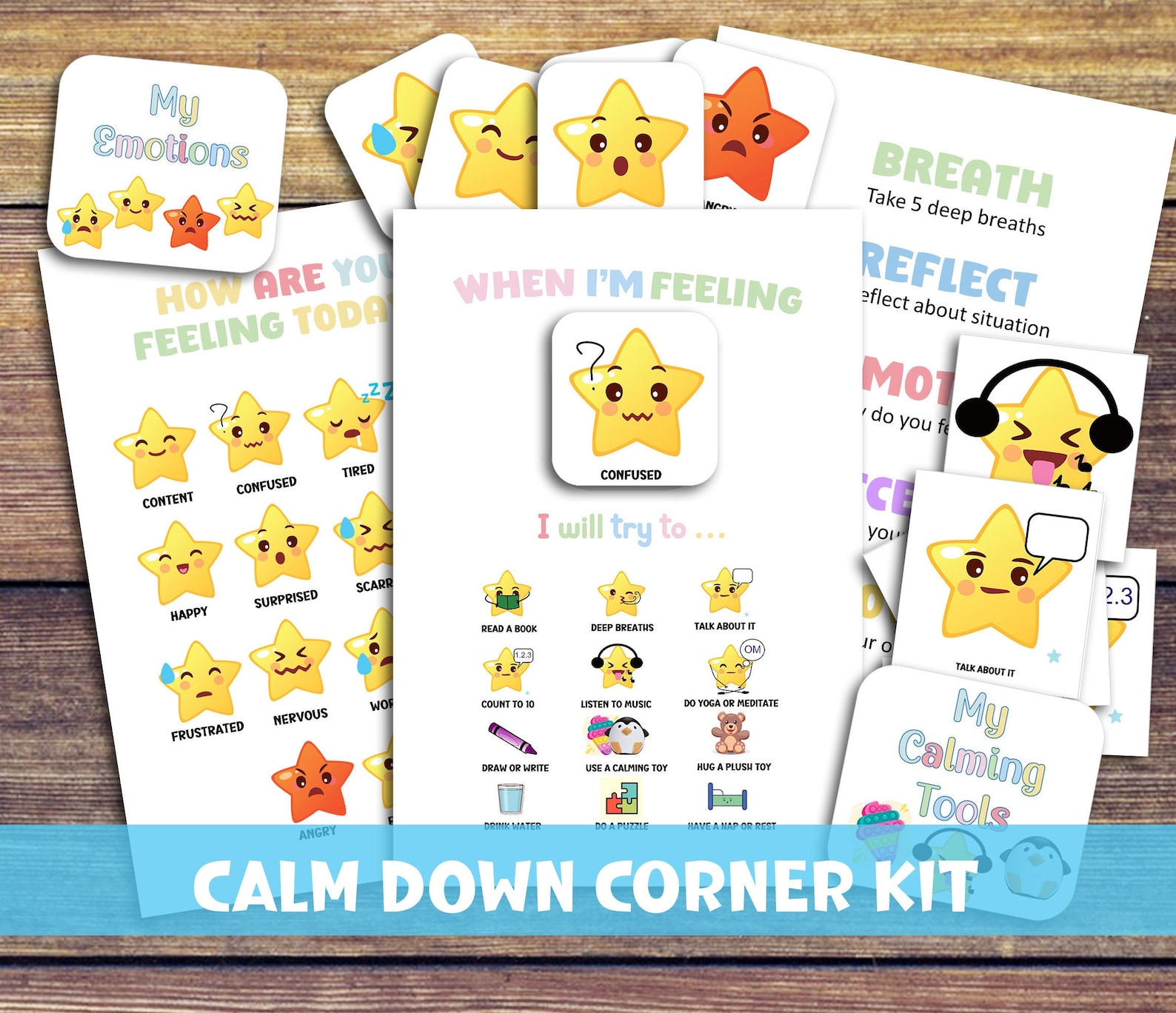 Calm Down Corner Kit Star. Calming Strategies for Kids. Emotional ...
