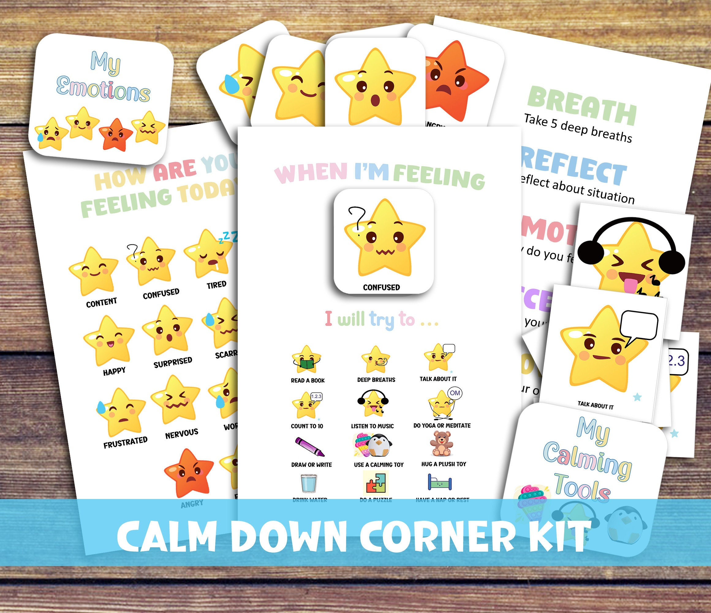 Calm Down Corner Kit Star. Calming Strategies for Kids. Emotional ...