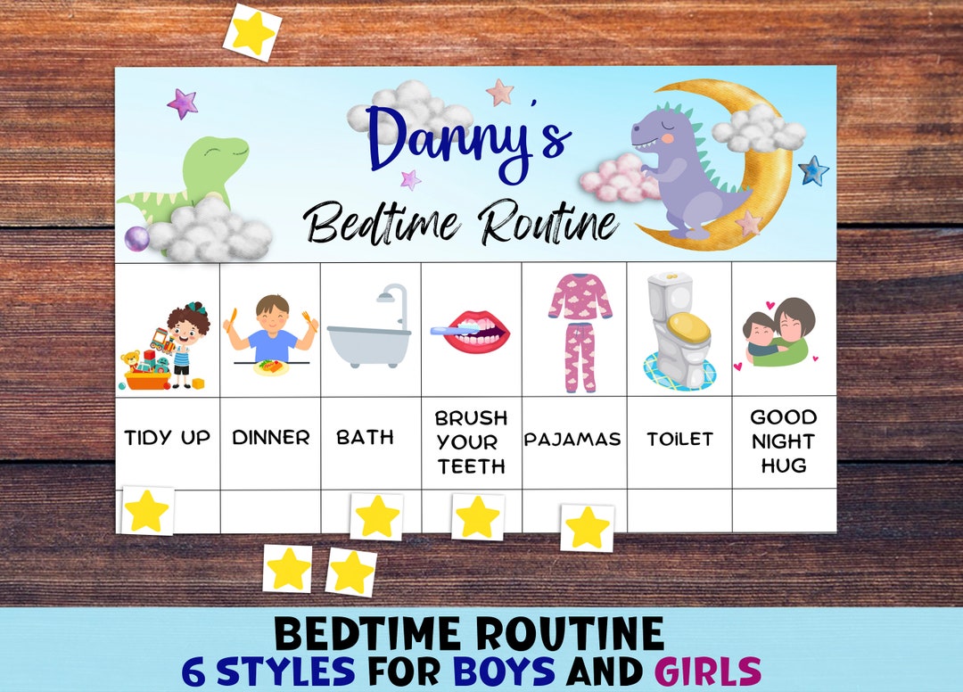 Toddler Bed Time Routine Chart. Editable Printable Chore Chart, Visual ...