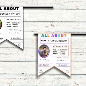 First Day of School, All About Me Printable Flag Back to School. Kids ...