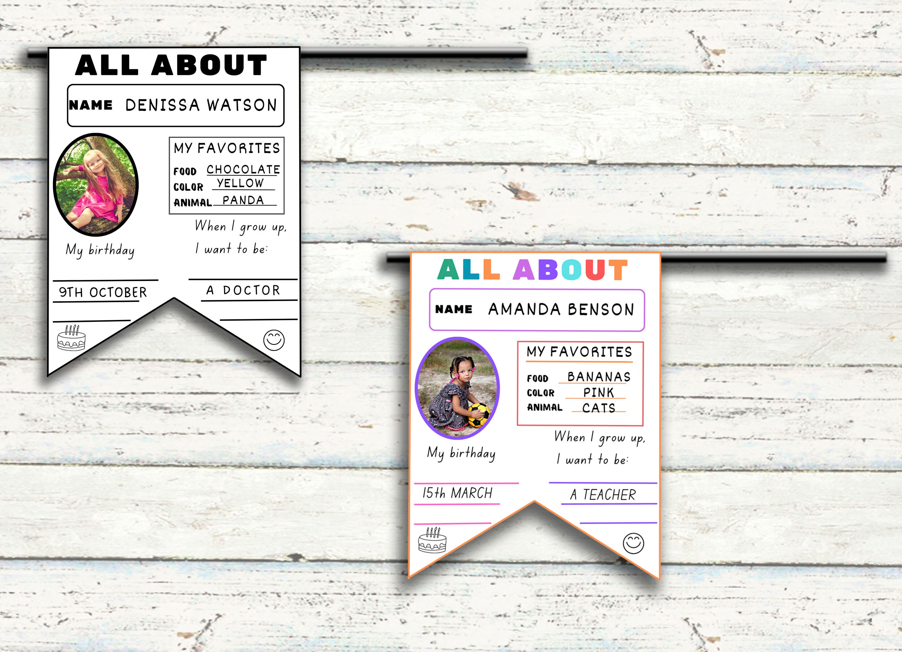 First Day of School, All About Me Printable Flag Back to School. Kids ...