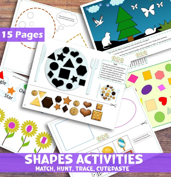 Toddler Learning Shapes Activities. Pre-k Worksheets. - Etsy