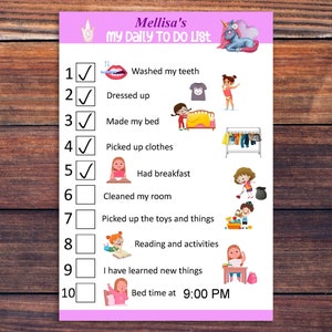 Editable Kids Daily Routine Checklist. Morning Routine, Kids Bedtime ...