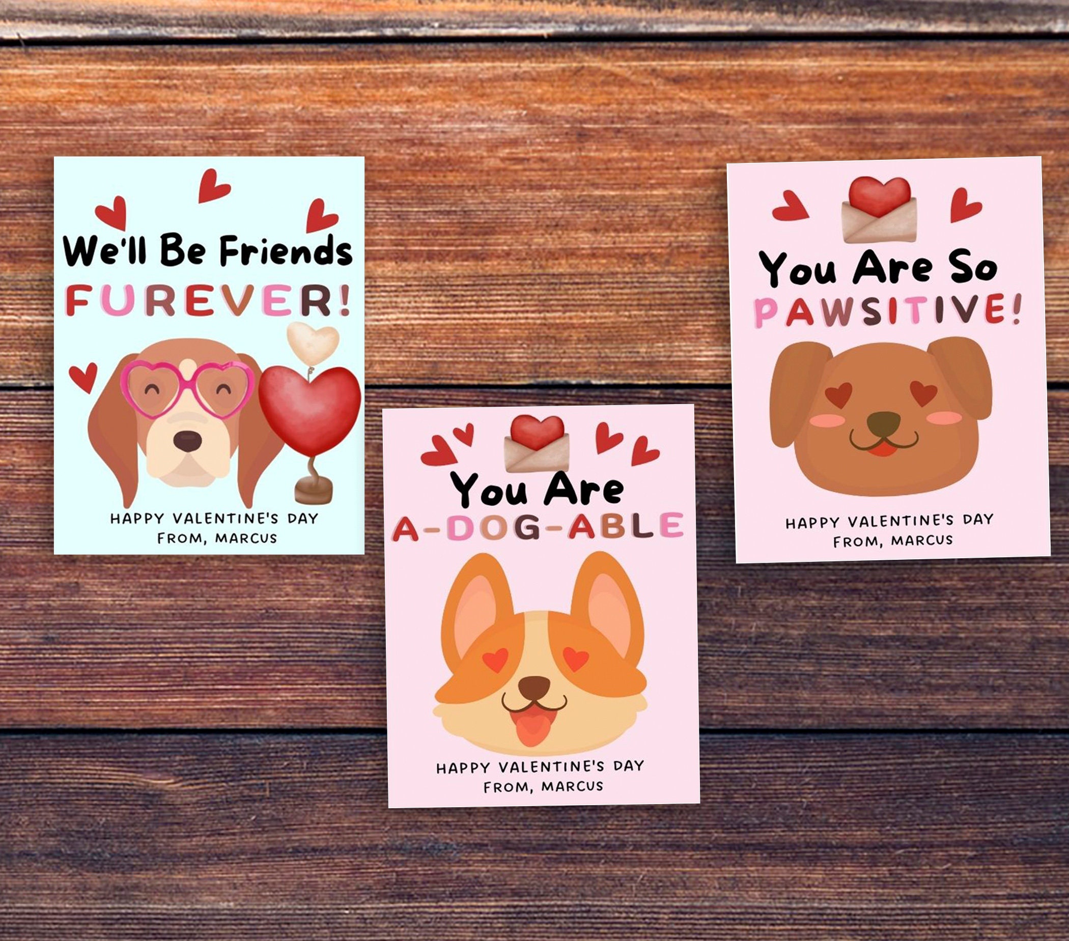 Editable Printable Puppy Valentine's Day Cards Kids School DIY Puppy ...