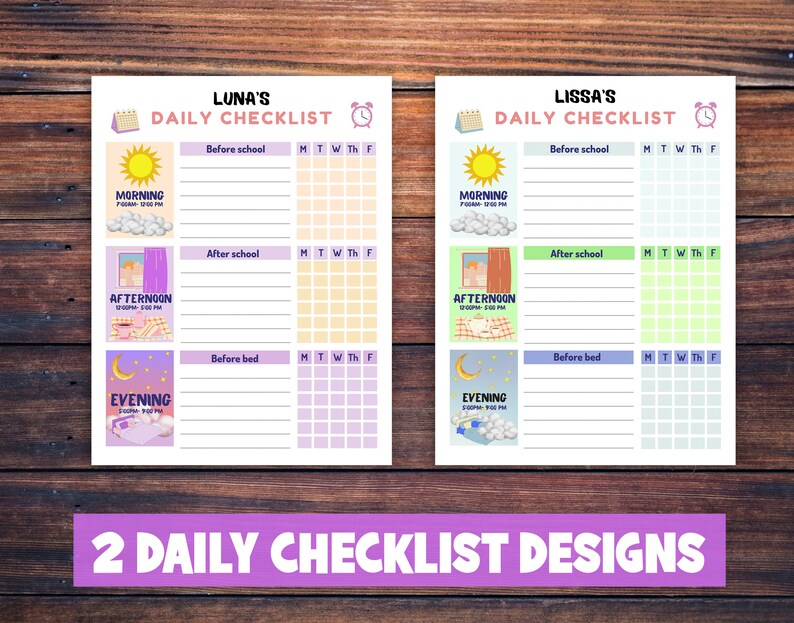 Editable Chore Charts Multiple Kids Daily Checklist Bundle - Etsy