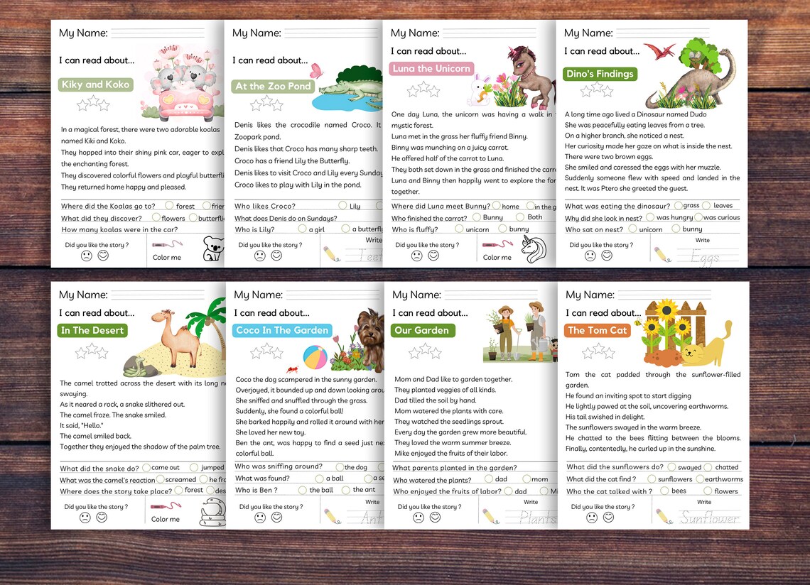Kindergarten at Home Reading Worksheets Comprehension Printable ...