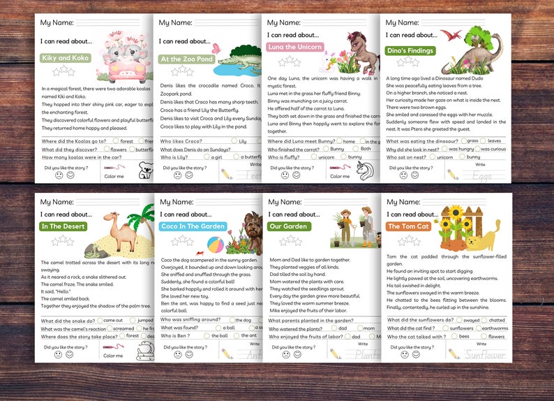 Kindergarten at Home Reading Worksheets Comprehension Printable ...