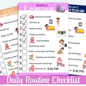 Editable Kids Daily Routine Checklist. Morning Routine, Kids Bedtime ...