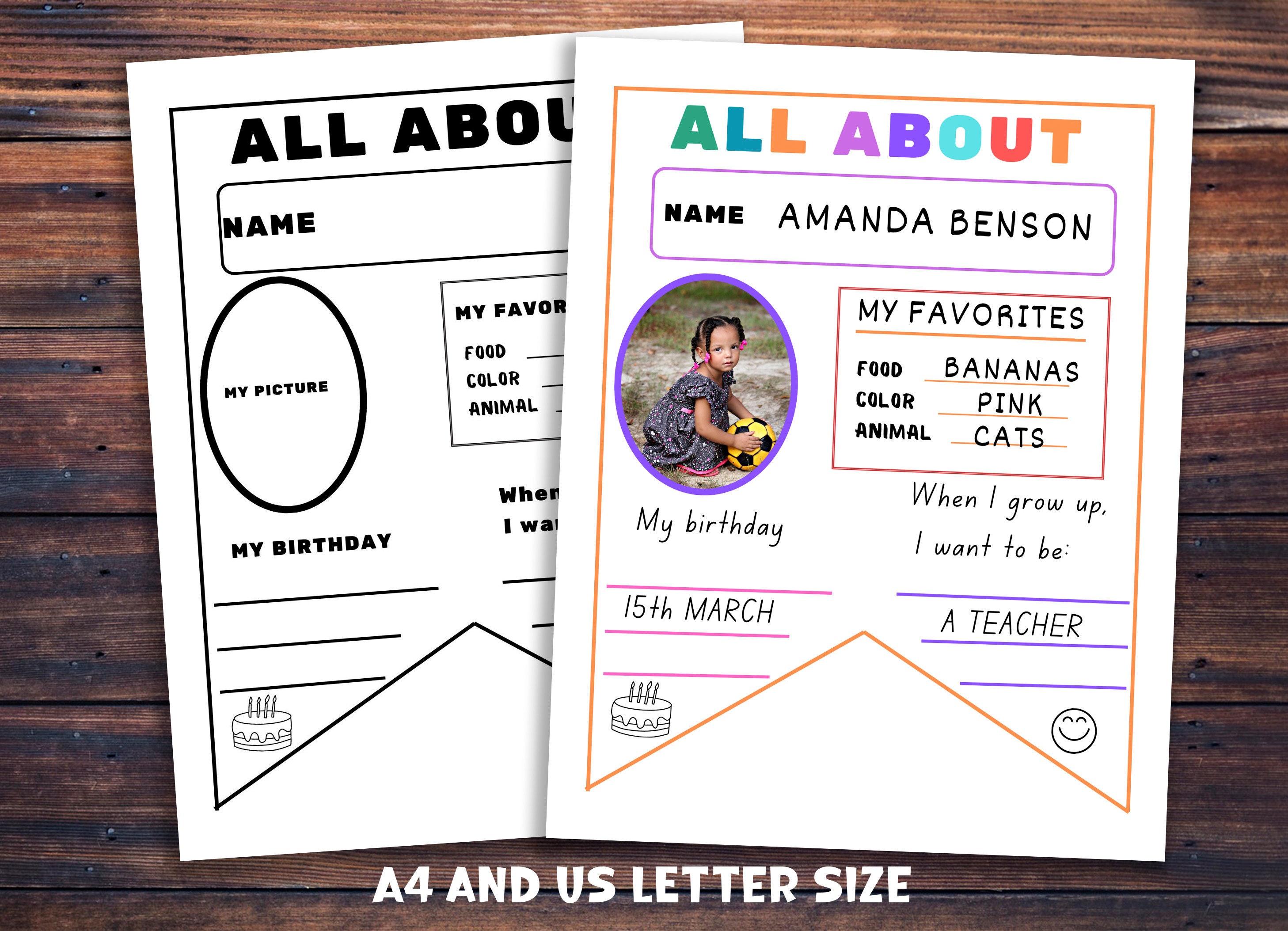 First Day of School, All About Me Printable Flag Back to School. Kids ...