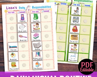 Visual Daily Routine Chart With Cards Morning Evening Schedule for Kids ...