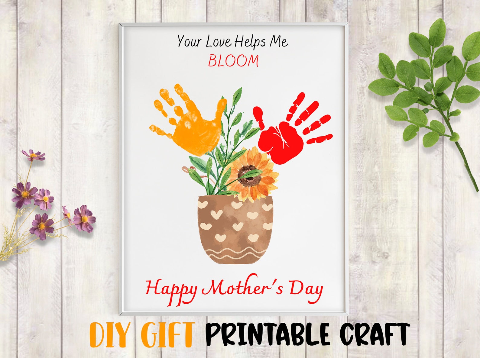 Flower Pot Mother's Day Gift Printable Craft, Custom Printable Gifts ...
