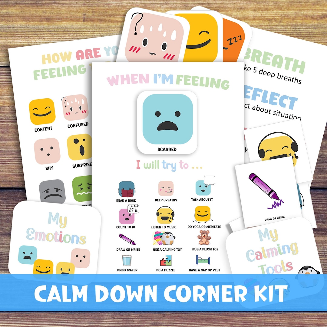 Calm Down Corner Kit for Kids. Printable Calm Down Emotions Cards and ...