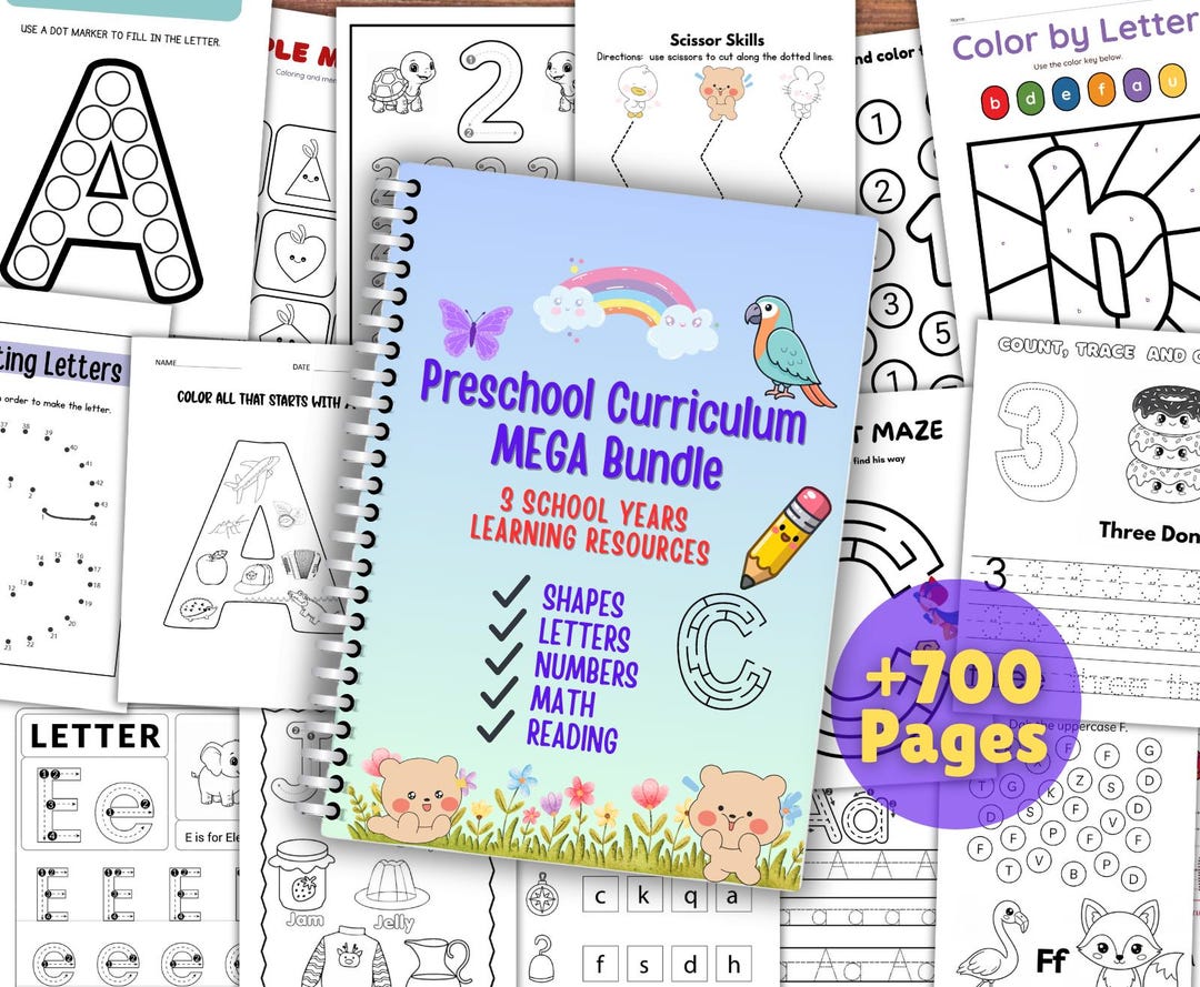 700+ Preschool Learning Bundle, Pre-k Activity Worksheets Curriculum ...