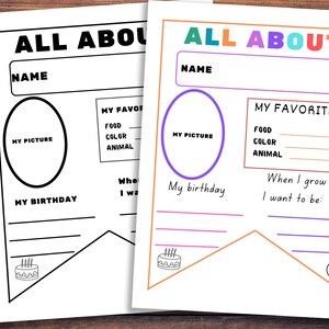 First Day of School, All About Me Printable Flag Back to School. Kids ...