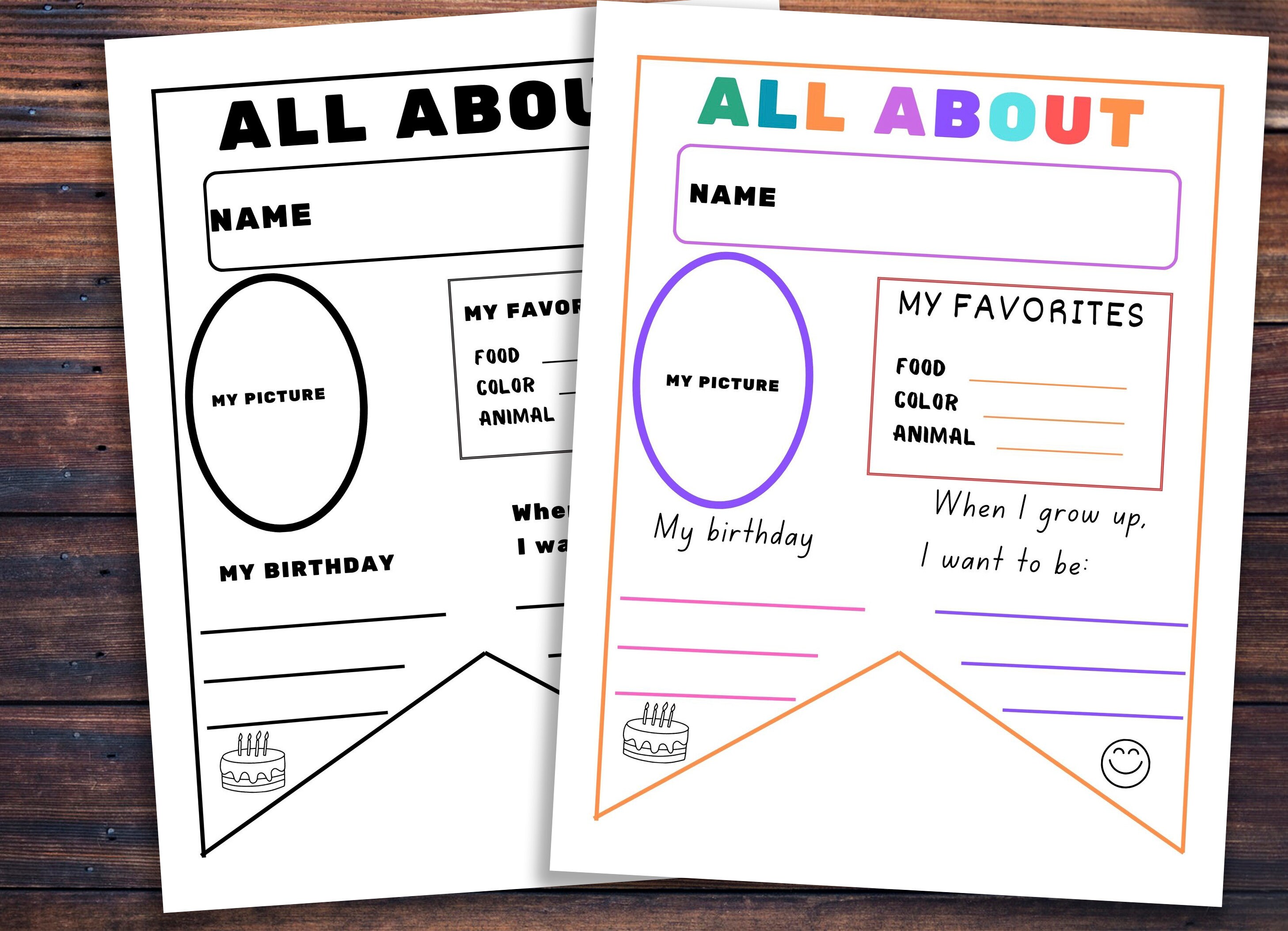 First Day of School, All About Me Printable Flag Back to School. Kids ...
