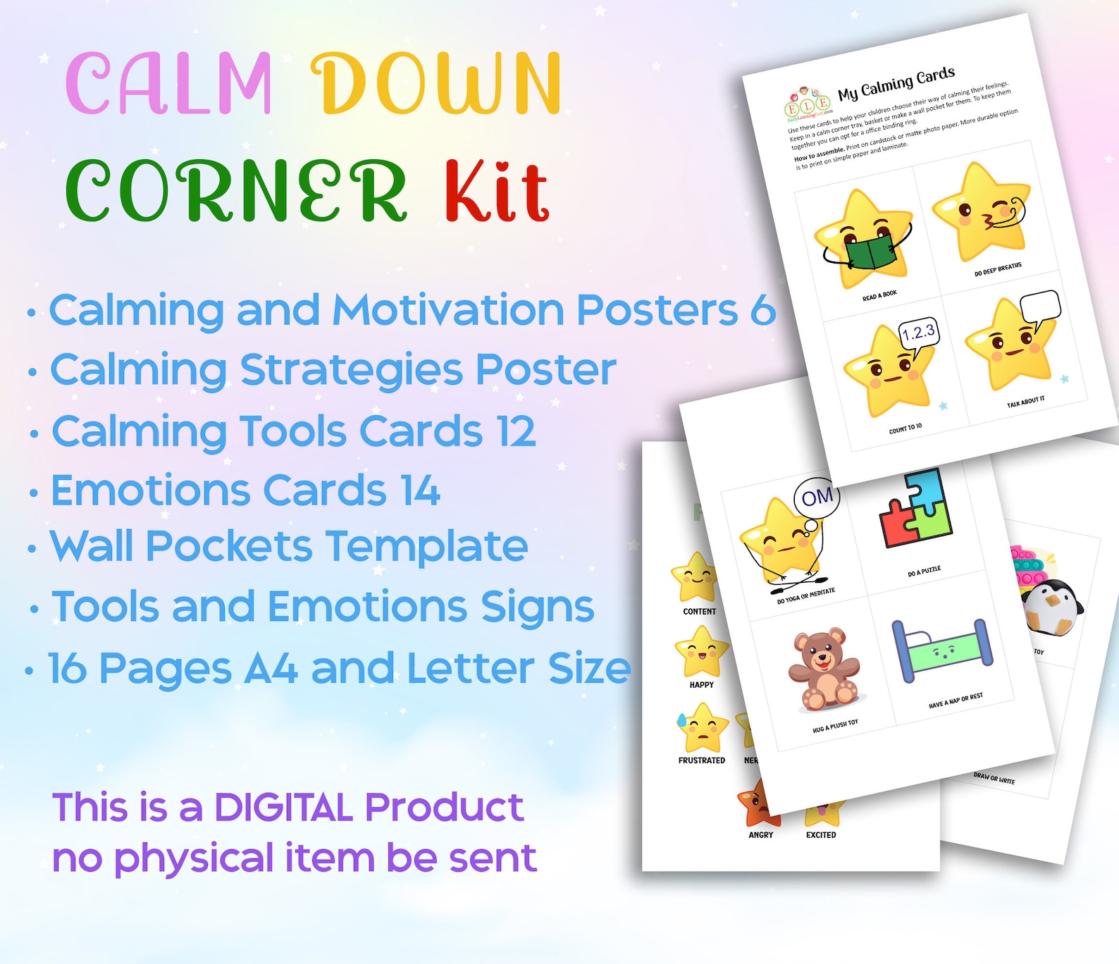 Calm Down Corner Kit Star. Calming Strategies for Kids. Emotional ...