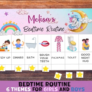 Unicorn Bed Time Routine Chart for Toddlers. Printable Chore Chart ...