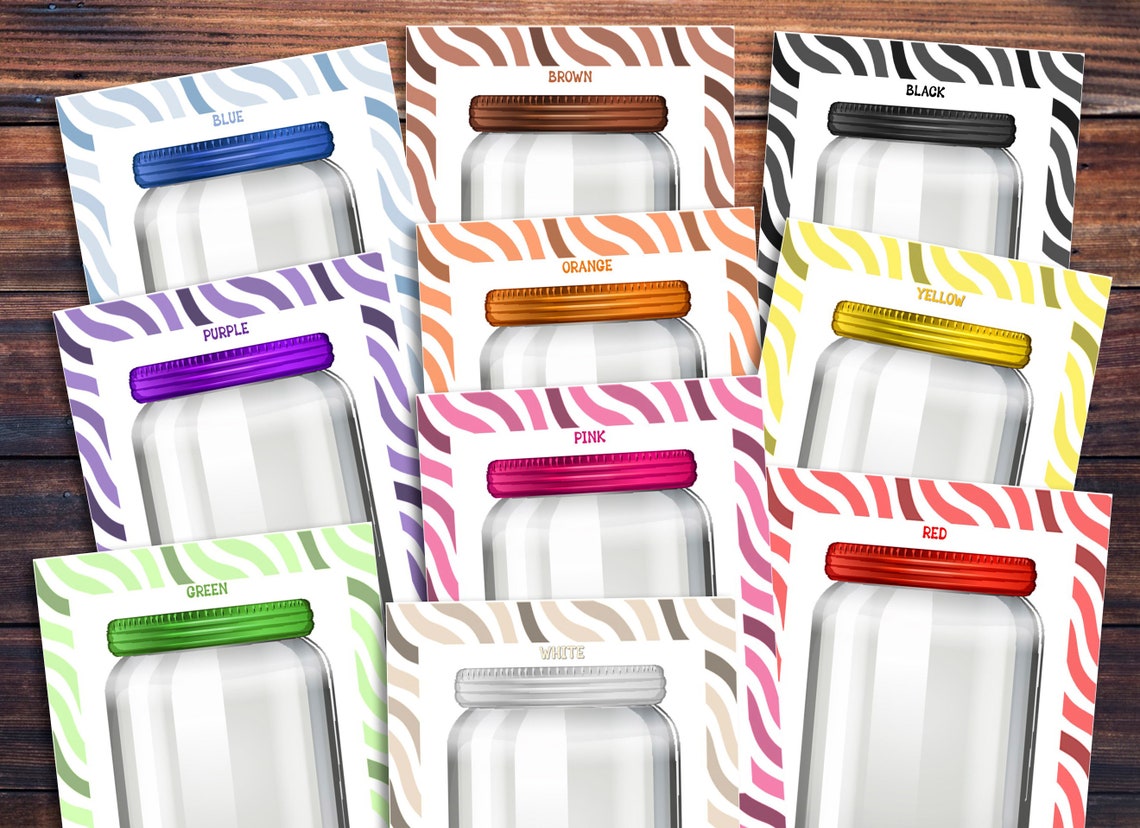 Color Sorting Jars, Learning Colors, Busy Book Printable, Toddler ...