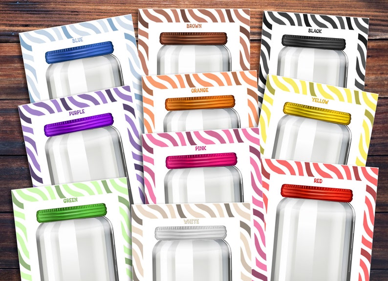 Color Sorting Jars, Learning Colors, Busy Book Printable, Toddler ...
