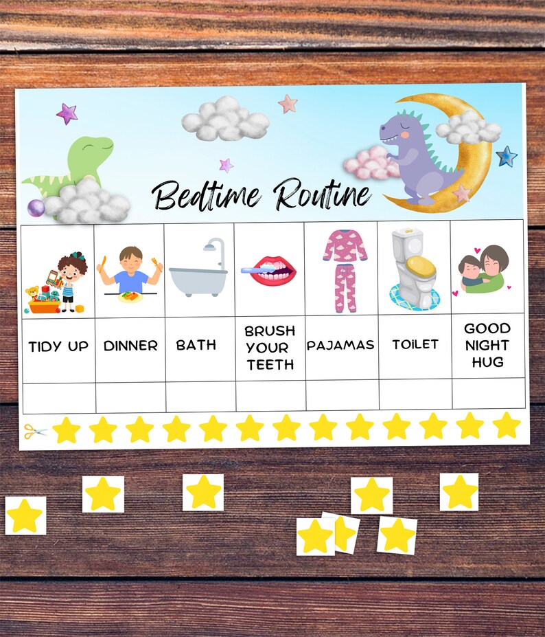 Toddler Bed Time Routine Chart. Editable Printable Chore Chart, Visual ...