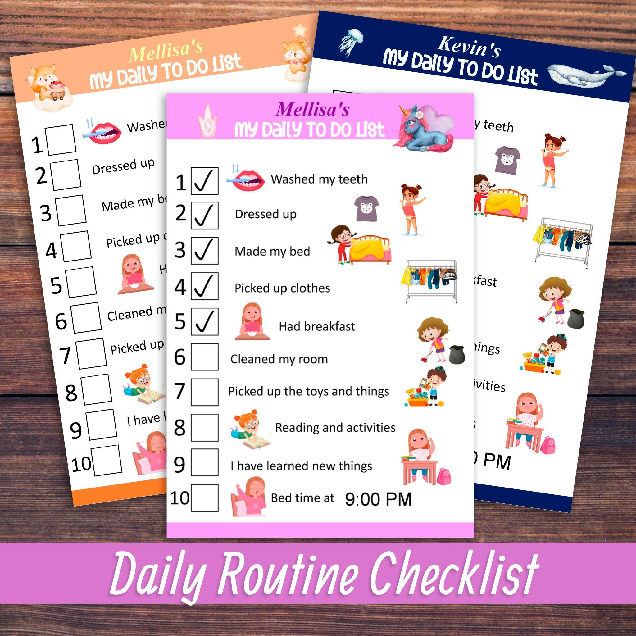 Editable Kids Daily Routine Checklist. Morning Routine, Kids Bedtime ...