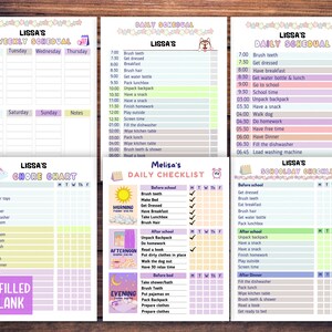 Editable Chore Charts Multiple Kids Daily Checklist Bundle, School ...