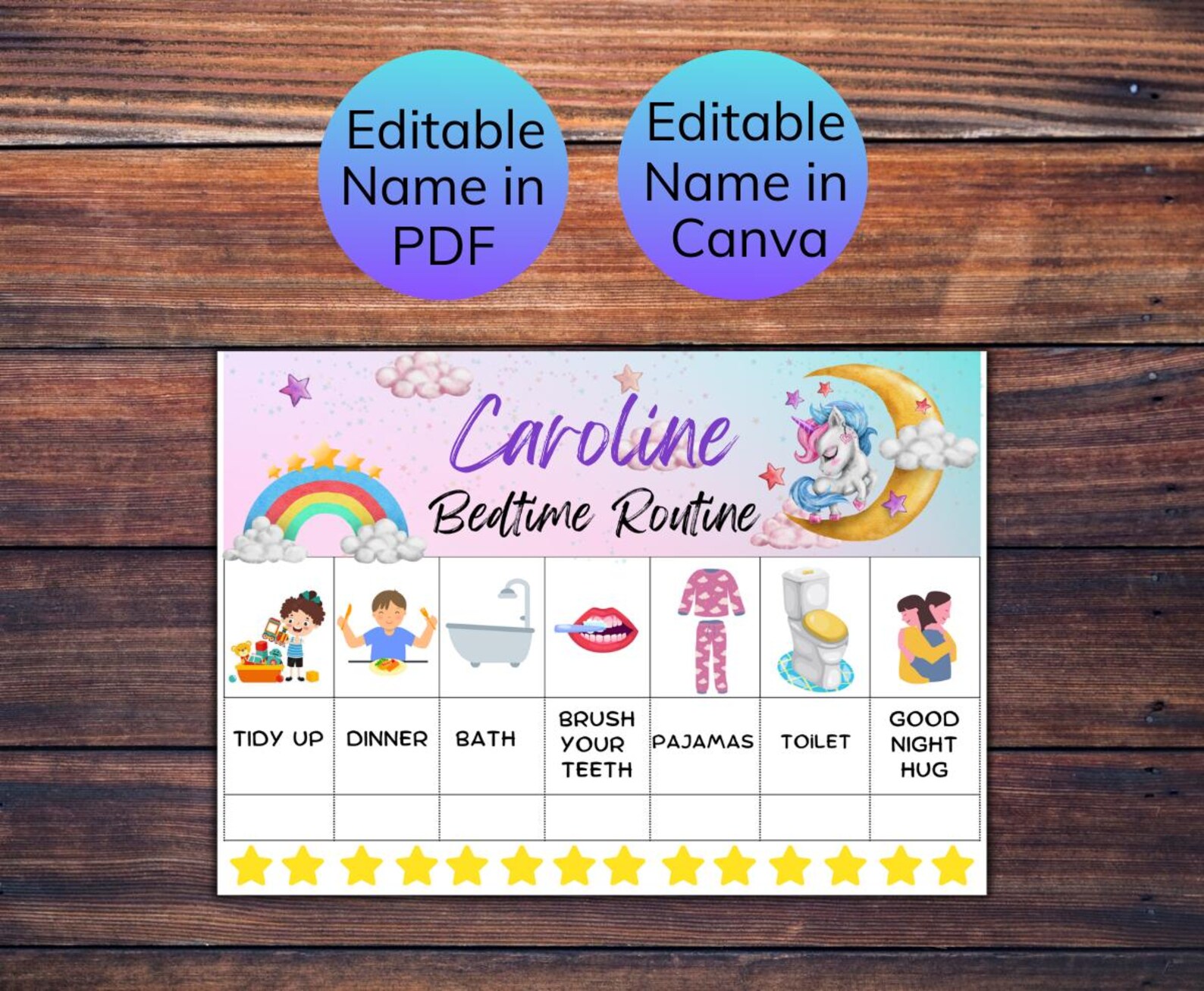 Kids Bedtime Routine Flip Chart Editable Printable, Visual Schedule for ...