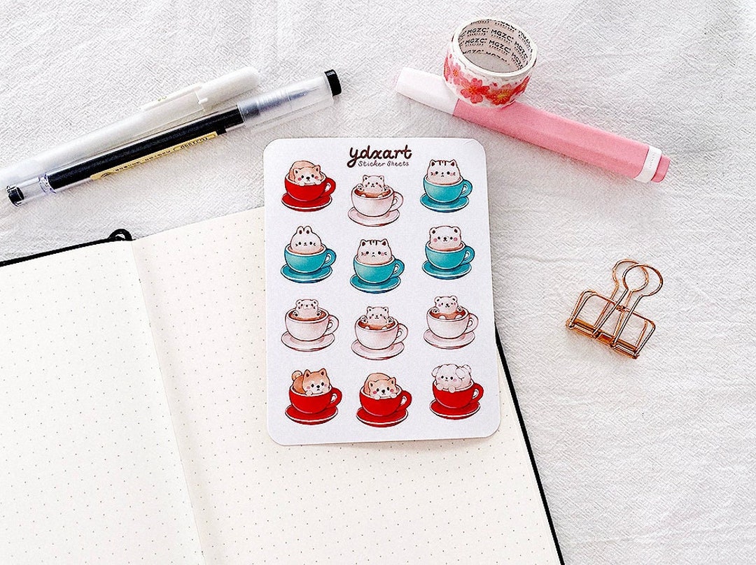 Cappuccino Sticker Sheet | Cafe Drinks, Cute Latte Art - Etsy