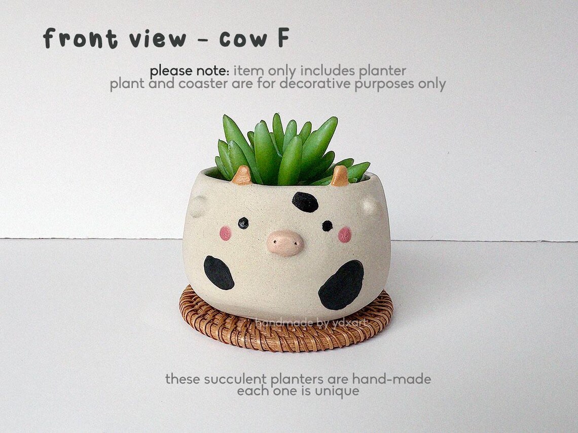 Ceramic Cow Planters | Handmade, Hand-painted, Matte Plant Pot - Etsy