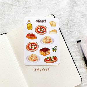 Italy Foods Sticker Sheet | Food Stickers, Pizza, Cooking - Etsy
