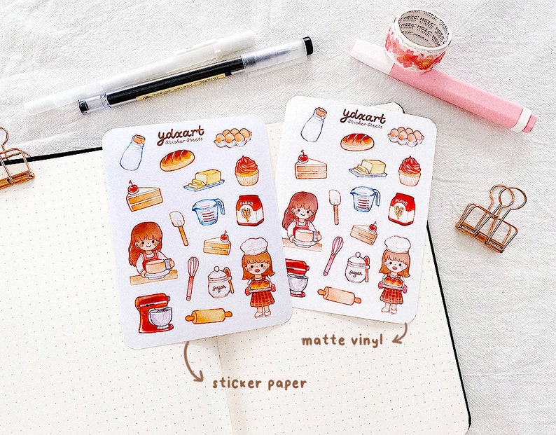 Baking Sticker Sheet | Cute Stickers for Planner, Sweets, Desserts - Etsy