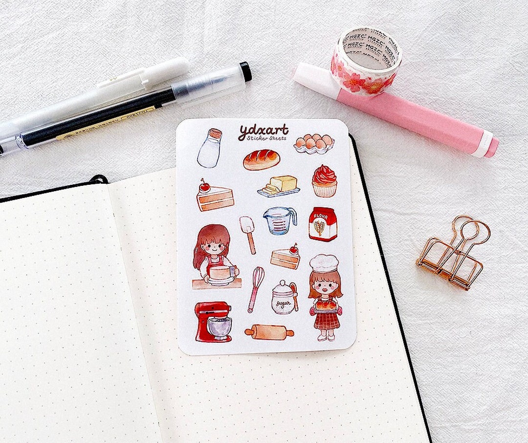 Baking Sticker Sheet | Cute Stickers for Planner, Sweets, Desserts - Etsy