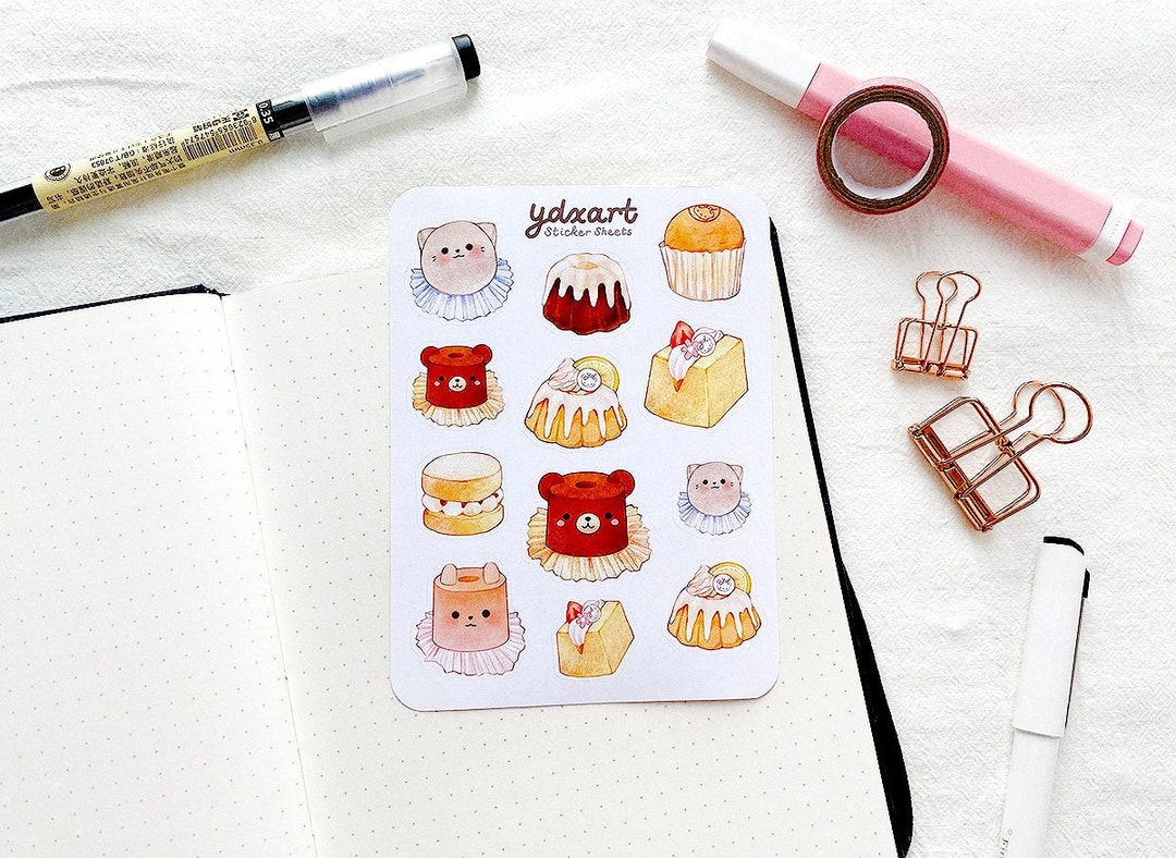 Cafe Cakes Sticker Sheet | Dessert Stickers, Pound Cakes, Mini Sweets ...