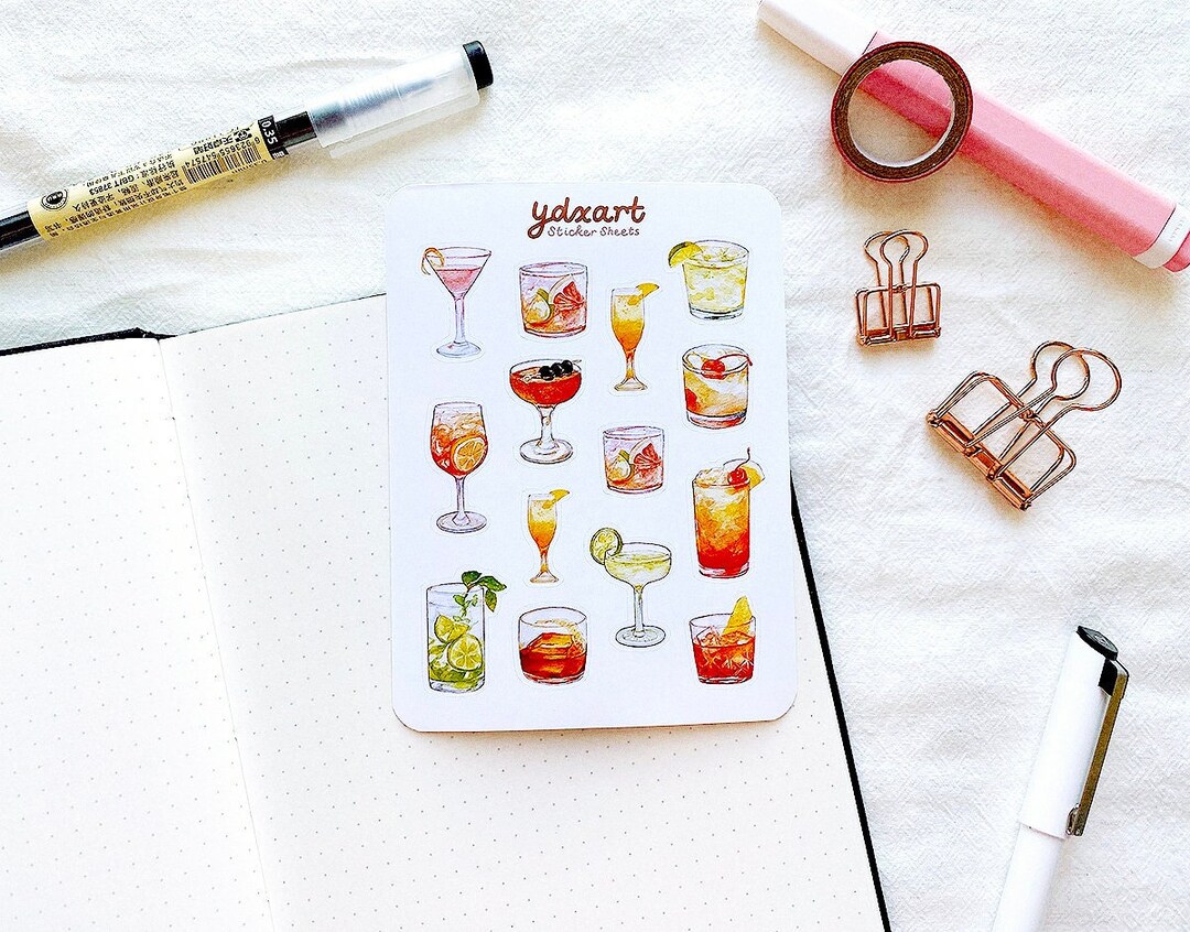 Cocktails Sticker Sheet | Drinks, Party, Colourful - Etsy