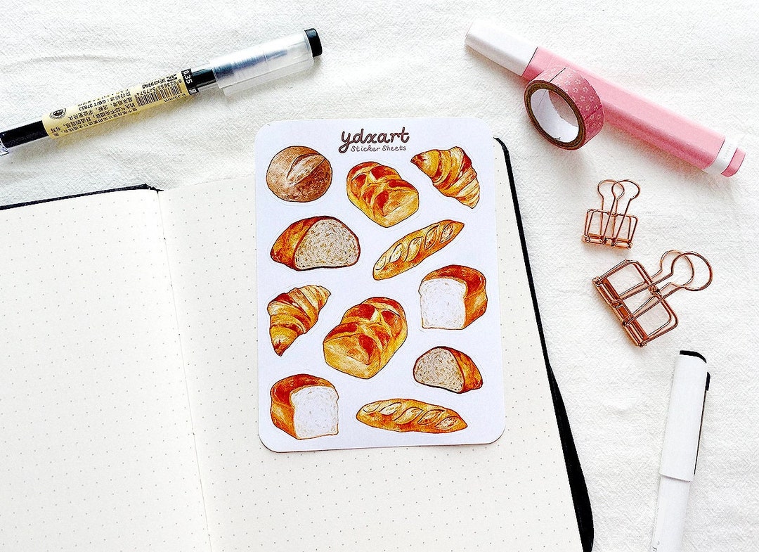 Bread Sticker Sheet | Matte Stickers, Artisan Breads, Realistic Food ...