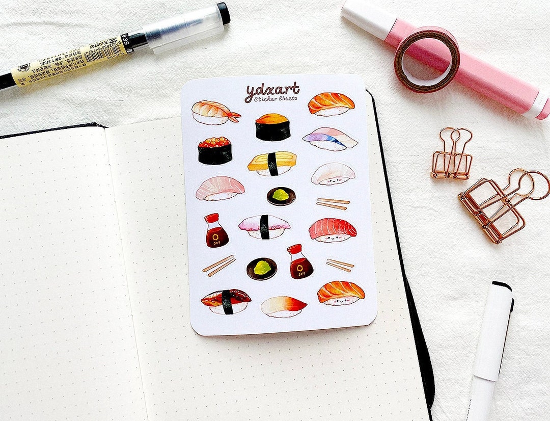 Sushi Sticker Sheet | Japanese Asian Food, Tuna, Salmon, Grilled Eel - Etsy