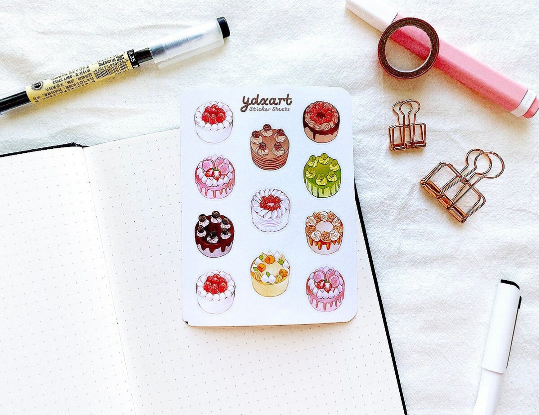 Cake Sticker Sheet | Food Stickers, Sweets, Desserts, Lunchbox - Etsy