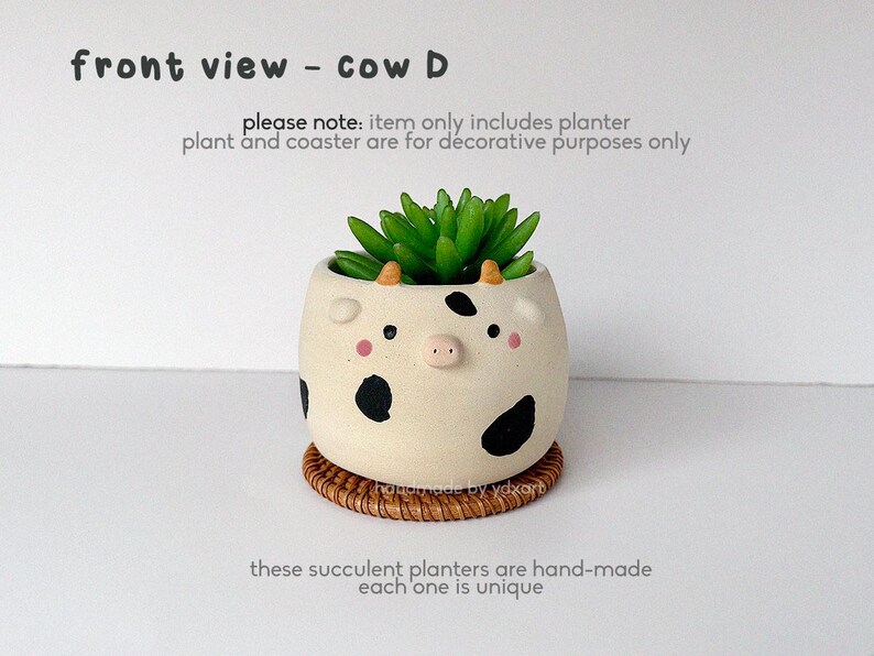 Ceramic Cow Planters | Handmade, Hand-painted, Matte Plant Pot - Etsy