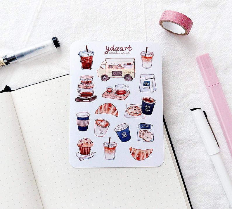 Coffee Truck Sticker Sheet | Cafe Aesthetics - Etsy