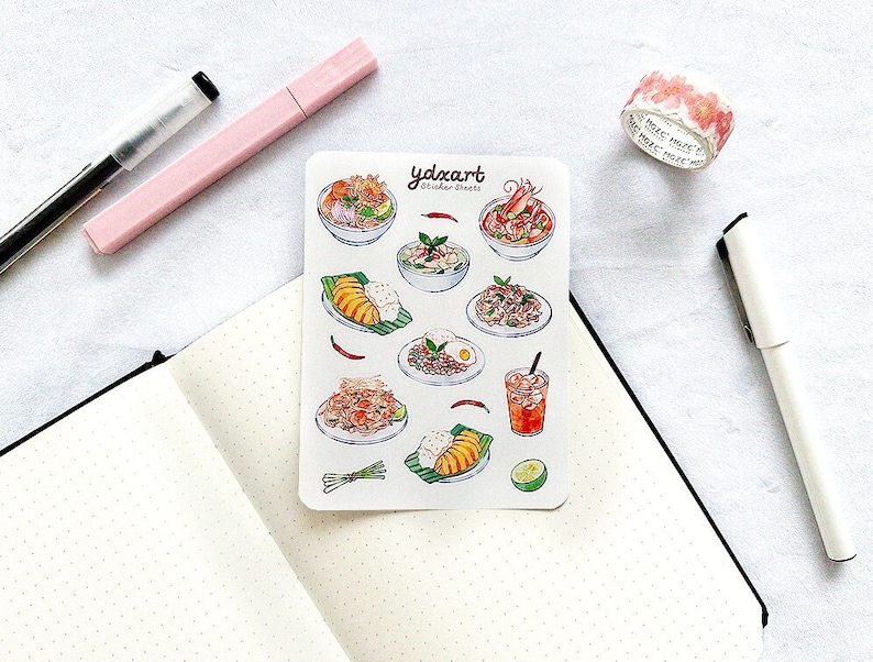 Thai Foods Sticker Sheet | Asian Food, Pad Thai, Mango - Etsy
