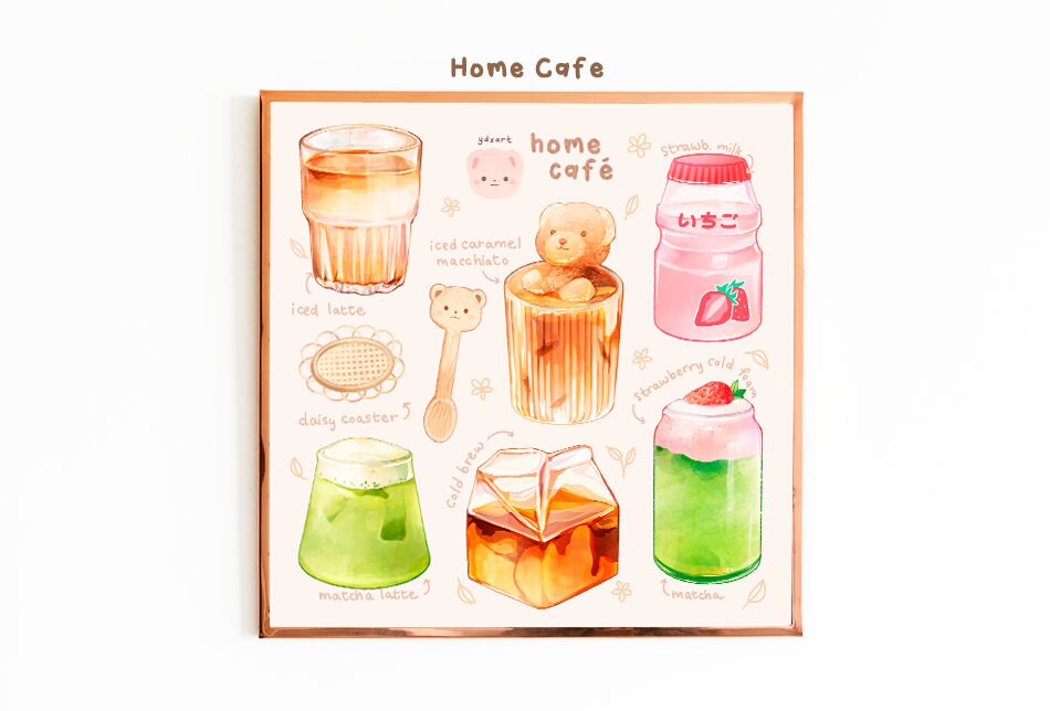 Cute Food Menu Prints Home Cafe Summer Picnic Korean - Etsy