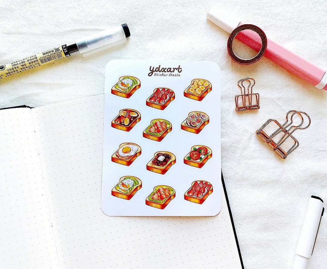 Toast Sticker Sheet | Dessert Stickers, Breakfast, Meal Planning - Etsy