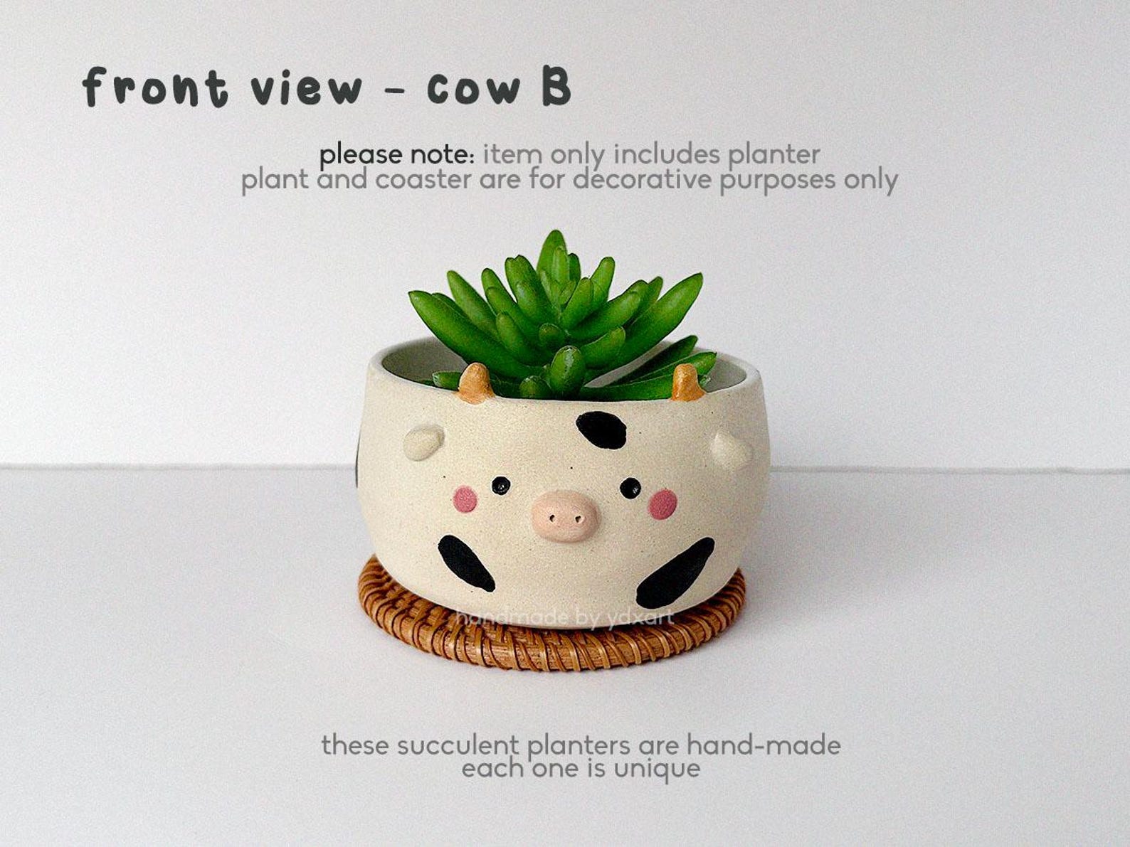 Ceramic Cow Planters | Handmade, Hand-painted, Matte Plant Pot - Etsy