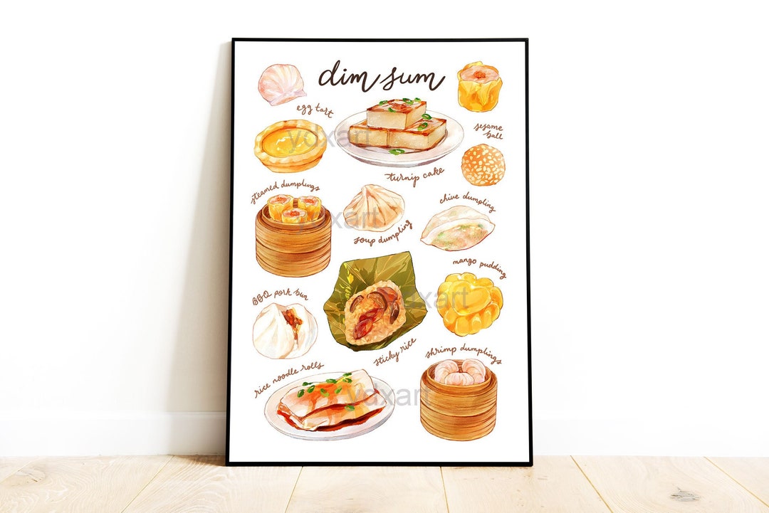 Dim Sum Art Print | Shrimp Dumplings, Asian Food, Cuisine, Kitchen ...