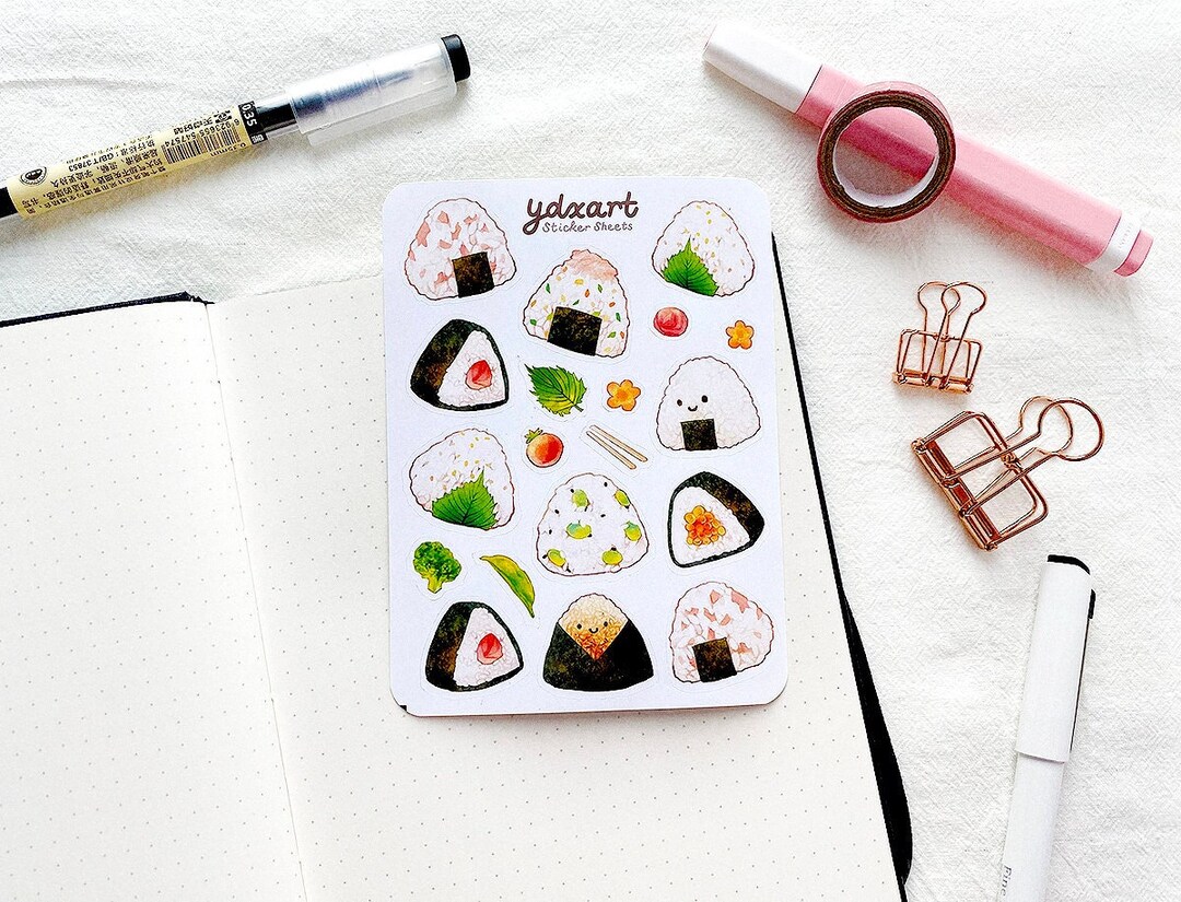 Rice Ball Sticker Sheet | Asian Food Stickers - Etsy